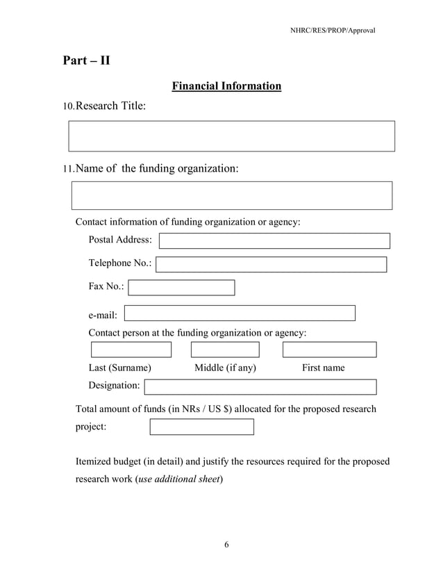 Approval proposal format of NHRC | PDF