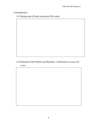 Approval proposal format of NHRC | PDF