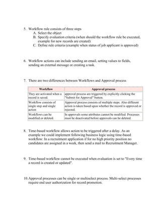 Approvals and workflow in salesforce | DOCX