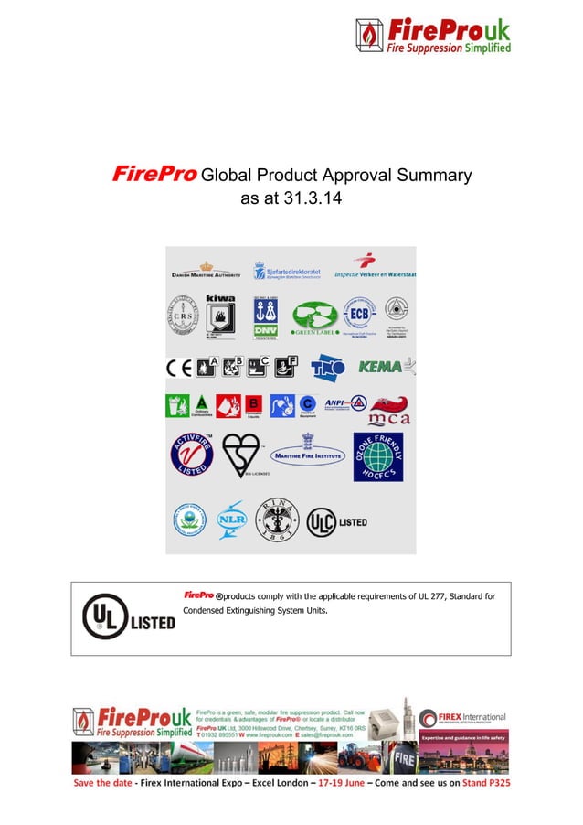 FirePro Global Approvals Summary 31.3.14