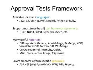 Approval Tests @ CodersTUG | PPT