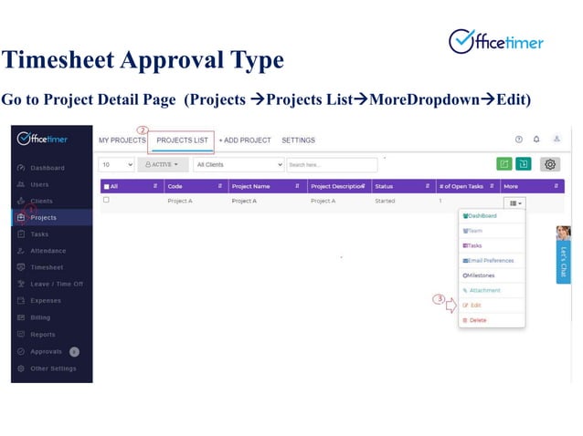 Approval Type Setup for Project in OfficeTimer - OfficeTimer Fully Free ...