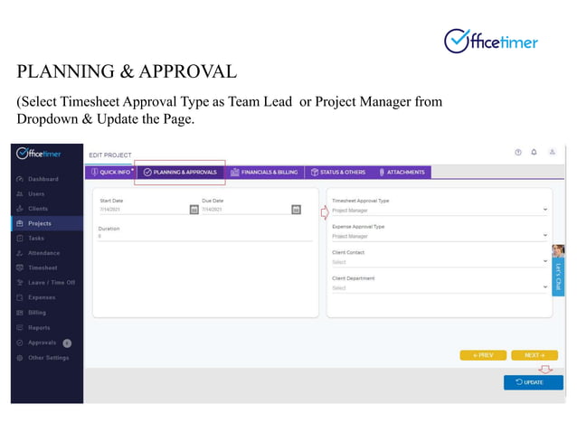 Approval Type Setup for Project in OfficeTimer - OfficeTimer Fully Free Time Tracking, HR and ...