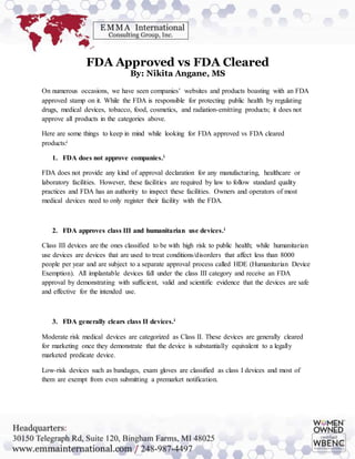FDA Approved vs FDA Cleared | DOCX