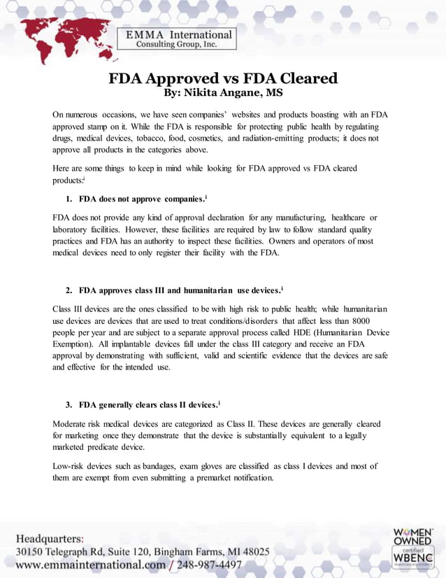 FDA Approved vs FDA Cleared | DOCX