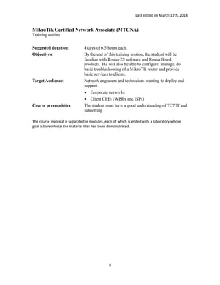 Approved MikroTik training programs and certificates outlines | PDF ...