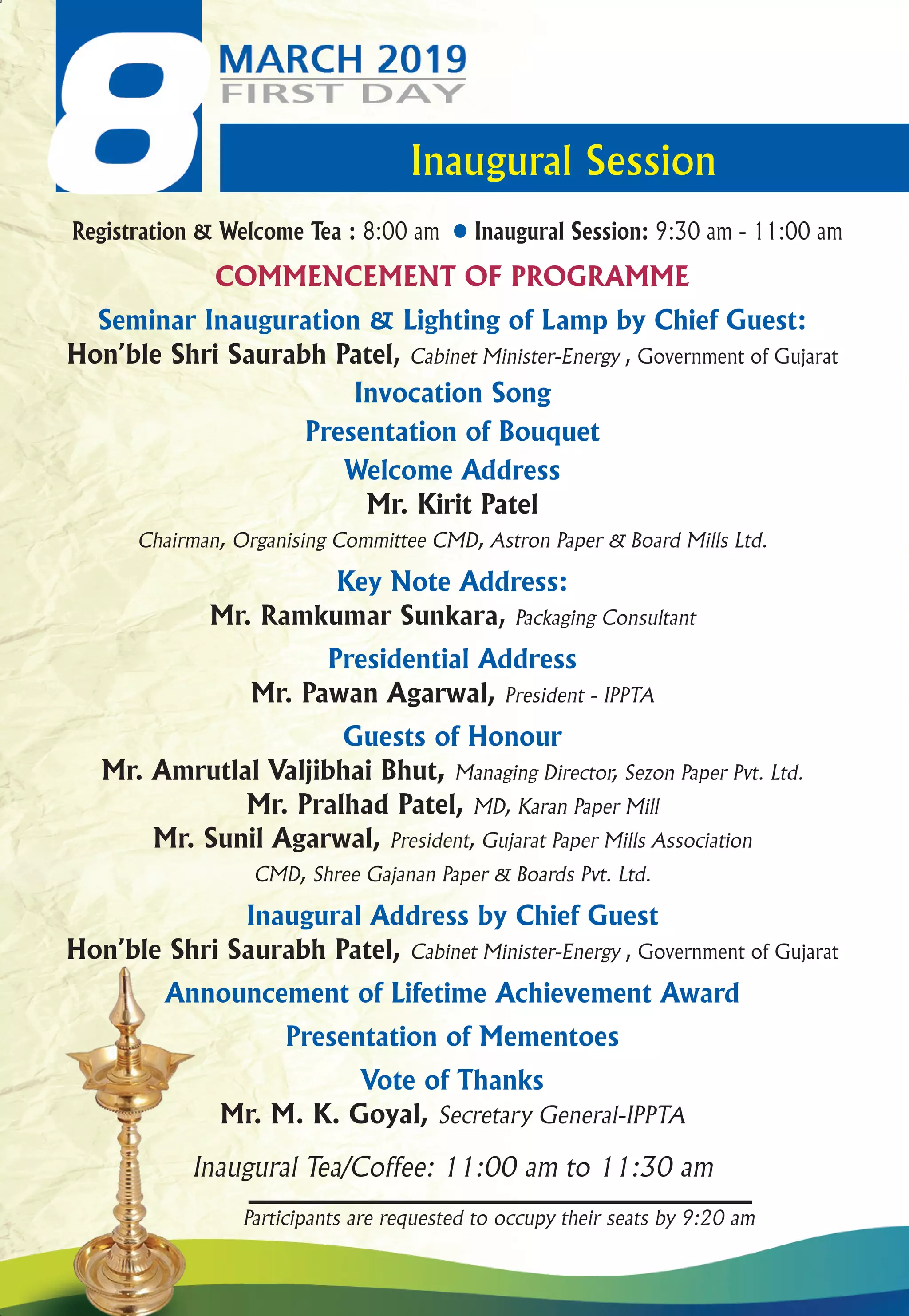 DETAILED PROGRAMME OF IPPTA AGM & SEMINAR 2019 | PDF