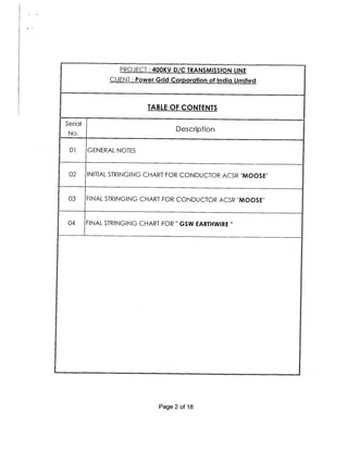 Stringing Chart for 400 KV D/C Quad Transmission Line | PDF