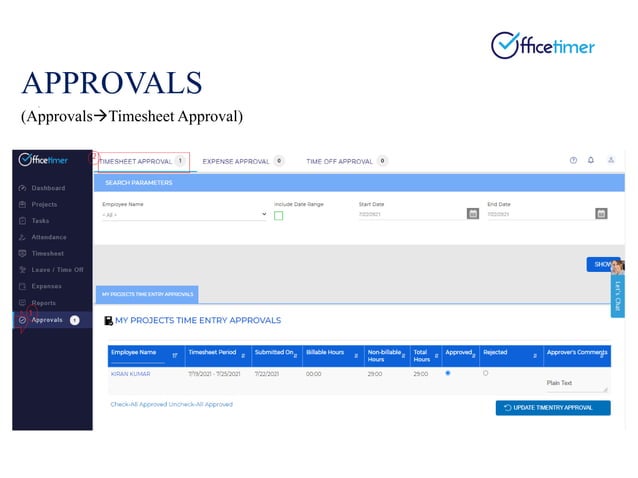 Approve Timesheet in OfficeTimer - OfficeTimer Fully Free Time Tracking ...