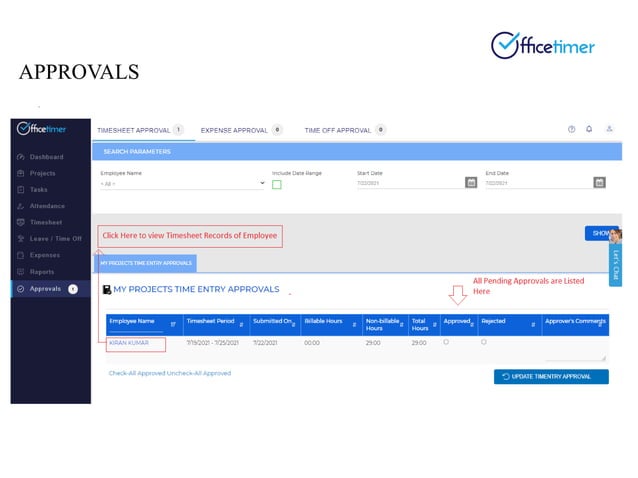 Approve Timesheet in OfficeTimer - OfficeTimer Fully Free Time Tracking ...