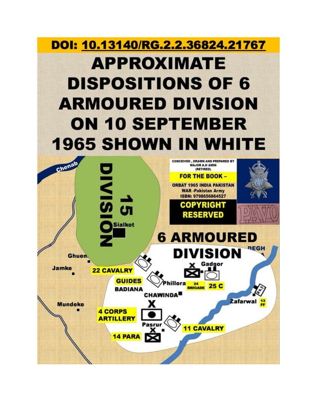 Approximate Dispositions of 6 Armoured Division on 10 September 1965 | PDF
