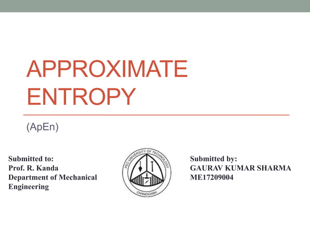 Introduction to Approximate entropy | PPTX