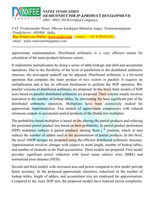 Approximate sum of-products designs based on distributed arithmetic | PDF | Computer Software ...
