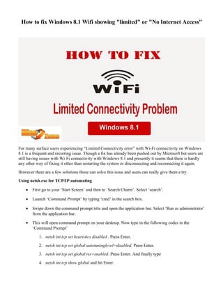 Fix Windows 8.1 WiFi showing "limited" or "No Internet Access | PDF