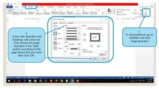 Appscon 3 how to insert page boarders in microsoft word | PPTX