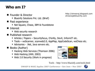 AppSec 2007 - .NET Web Services Hacking | PPT