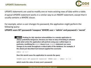Appsec SQL injection case study | PPT