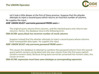 Appsec SQL injection case study | PPT