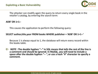 Appsec SQL injection case study | PPT
