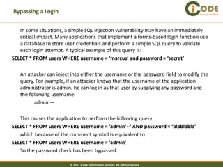 Appsec SQL injection case study | PPT