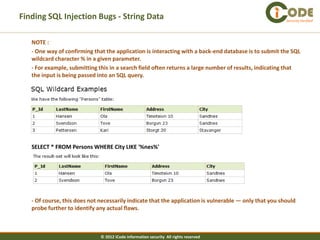 Appsec SQL injection case study | PPT