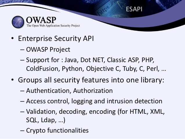 Development Security Framework based on Owasp Esapi for JSF2.0