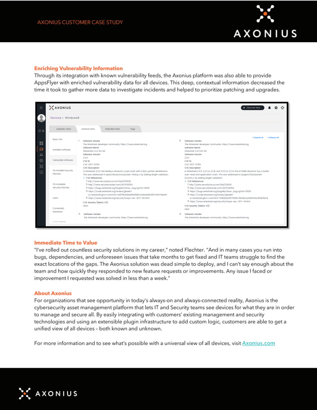 Axonius Case Study: AppsFlyer | PDF