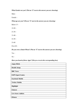 Apps questionnaire | PDF