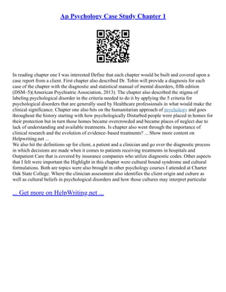 Ap Psychology Case Study Chapter 1 | PDF