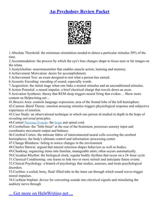Ap Psychology Review Packet | PDF
