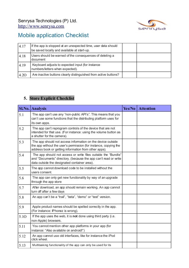 Mobile Application Test Checklist