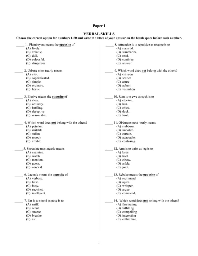 Apptitude2 no restrictionLOYOLA JESUIT, ABUJA PAST QUESTIONS PAPERS verbal PAPER 2 | PDF
