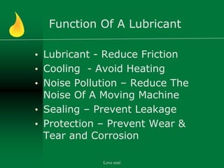 PPT on Lubrications // Love Soni | PPTX