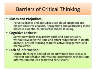A PPT on Critical Thinking slides Unit 0 | PDF