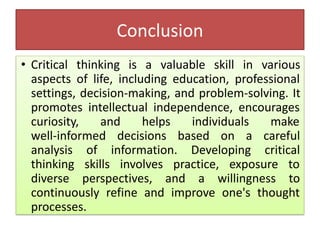 A PPT on Critical Thinking slides Unit 0 | PDF