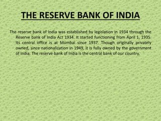A ppt on rbi & the indian financial system | PPT