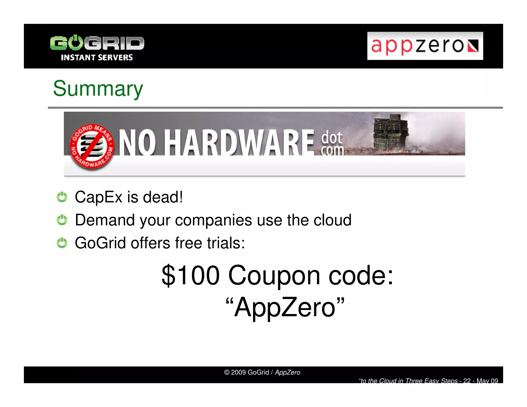 AppZero & GoGrid: Moving Windows Server Apps to Cloud in 3 Easy Steps | PDF