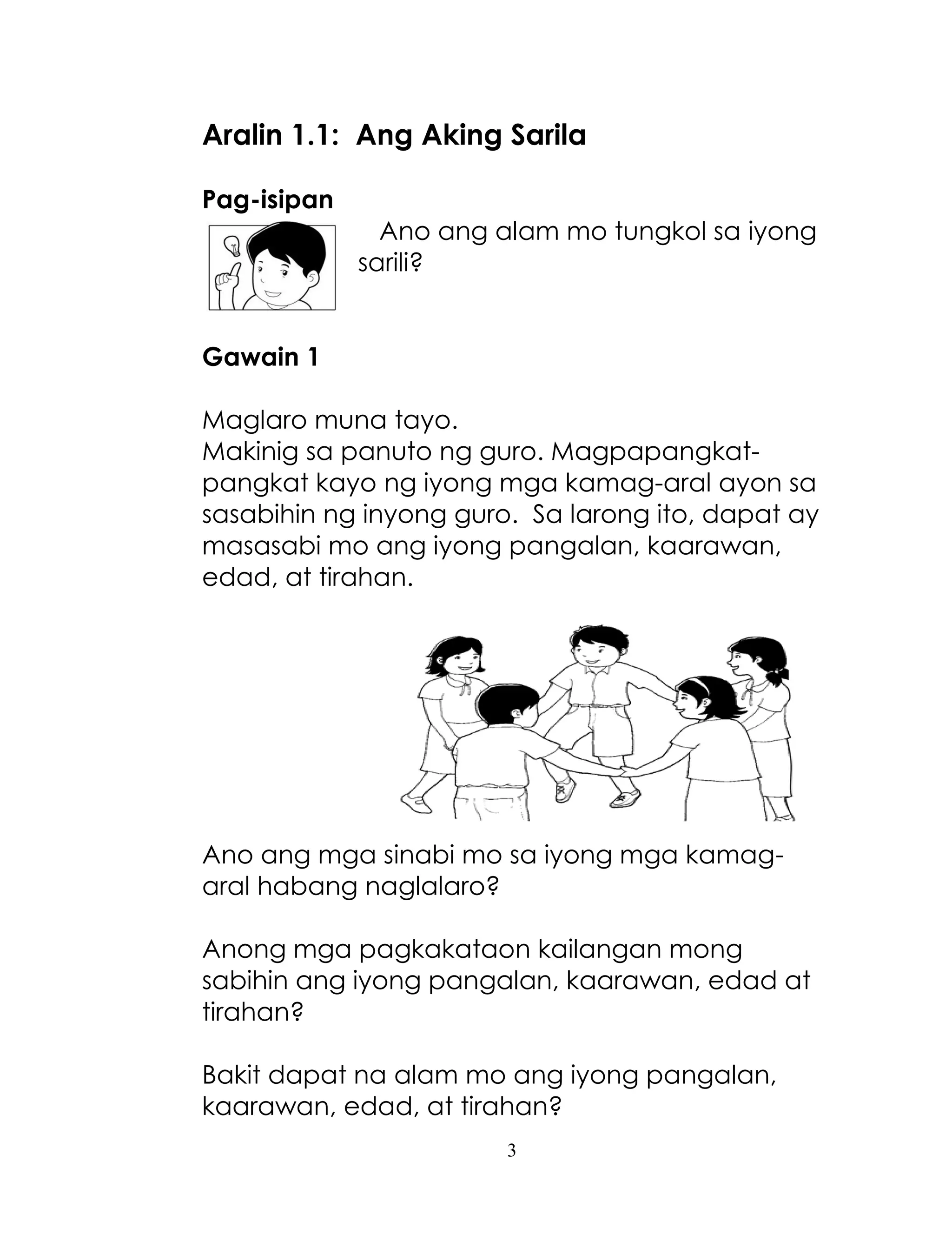 K TO 12 GRADE 1 LEARNING MATERIAL IN ARALING PANLIPUNAN (Q1-Q2) | PDF