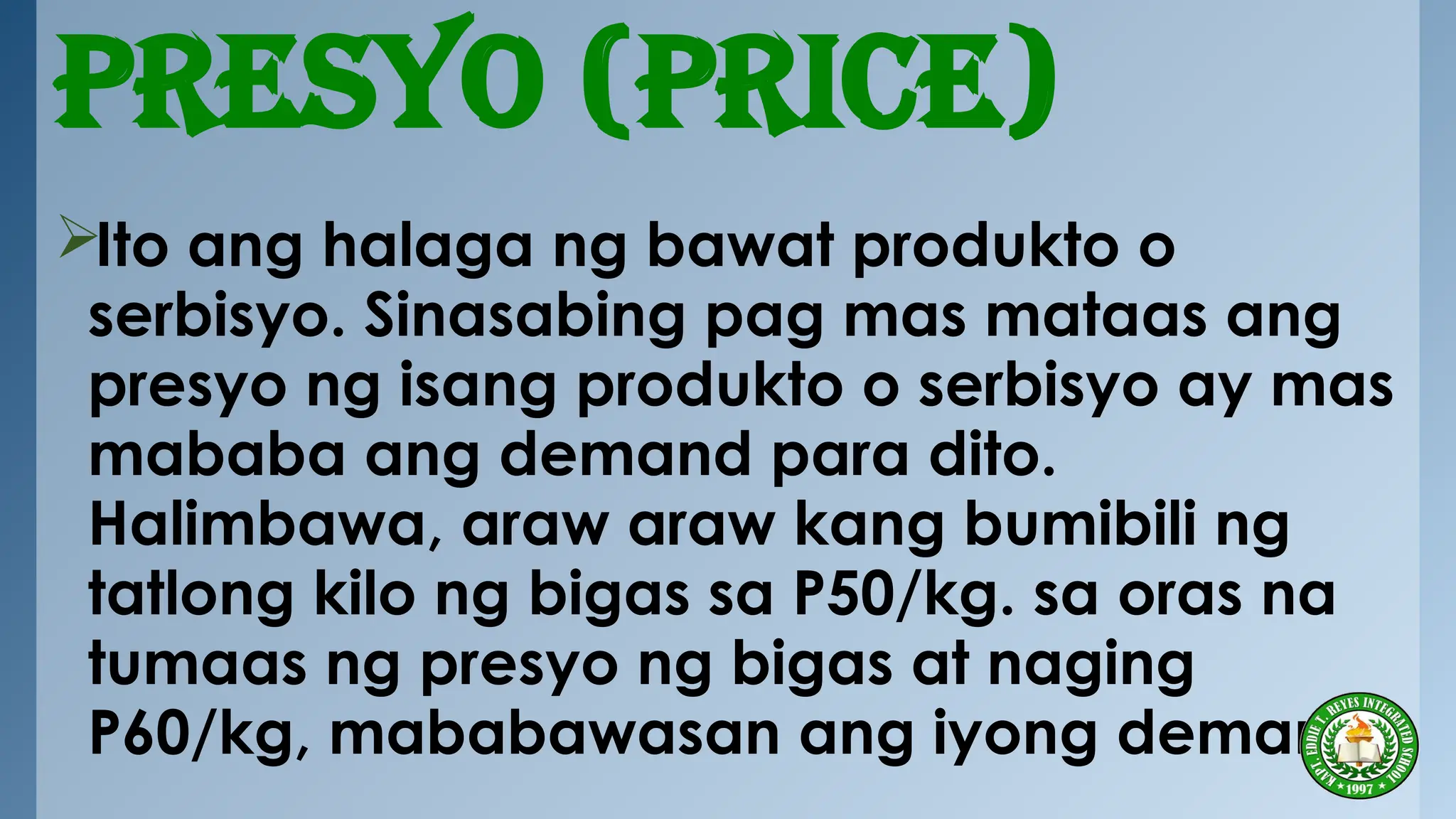 Natatalakay ang konsepto at salik na nakaaapekto sa demand sa pang araw ...