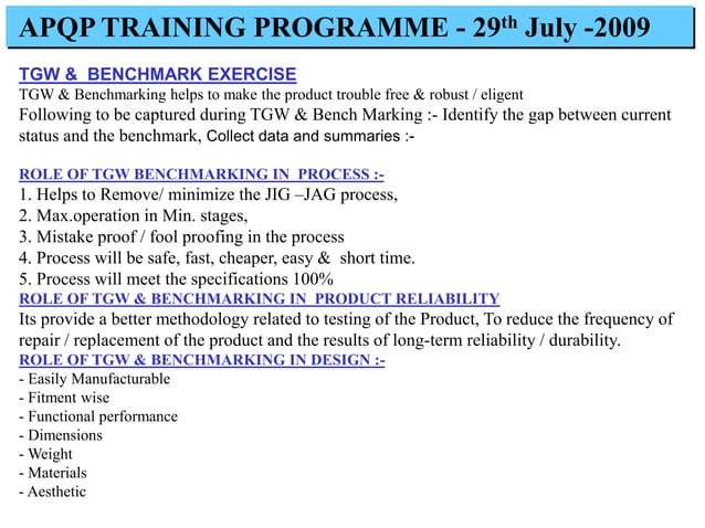 Apqp training presentation | PPT