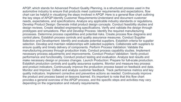 Apqp Process Flow Chart And Key Steps Ppt