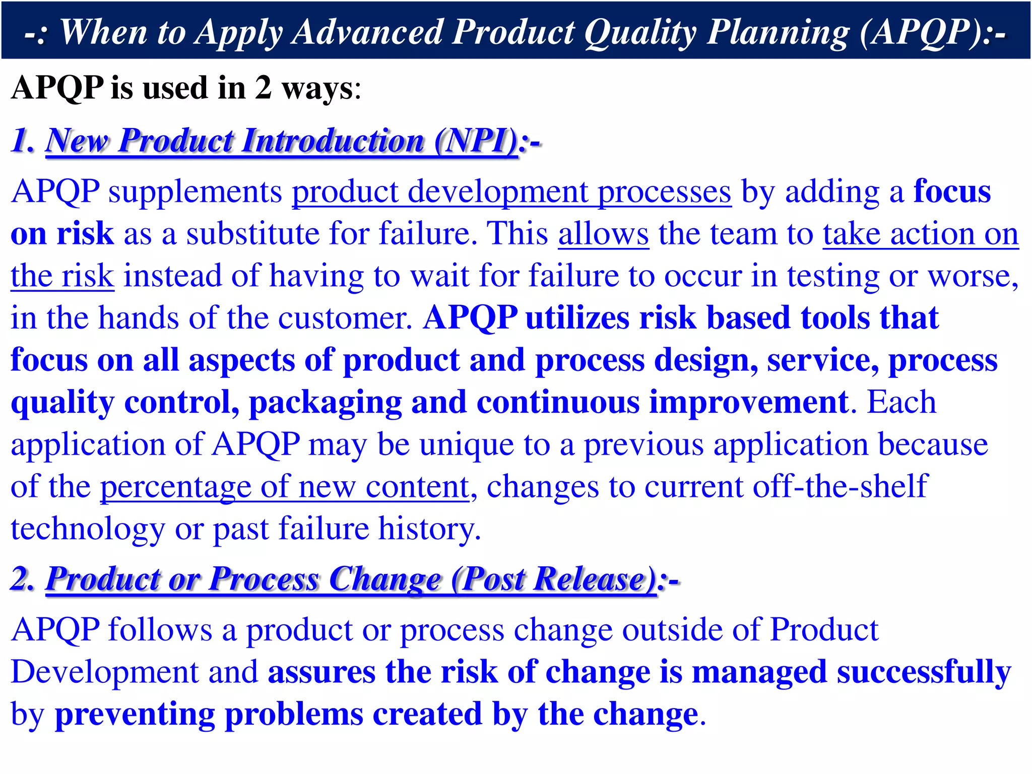 Advanced Product Quality Planning presentation | PDF