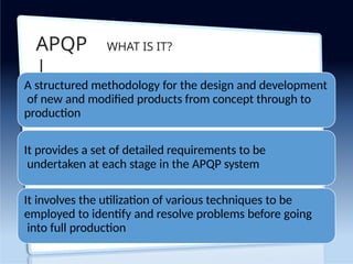 ADVANCED PRODUCT QUALITY PLANING TRAINING MATERIAL | PPTX