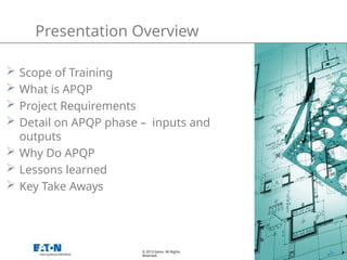 APQP Training Content with the full of details of | PPTX