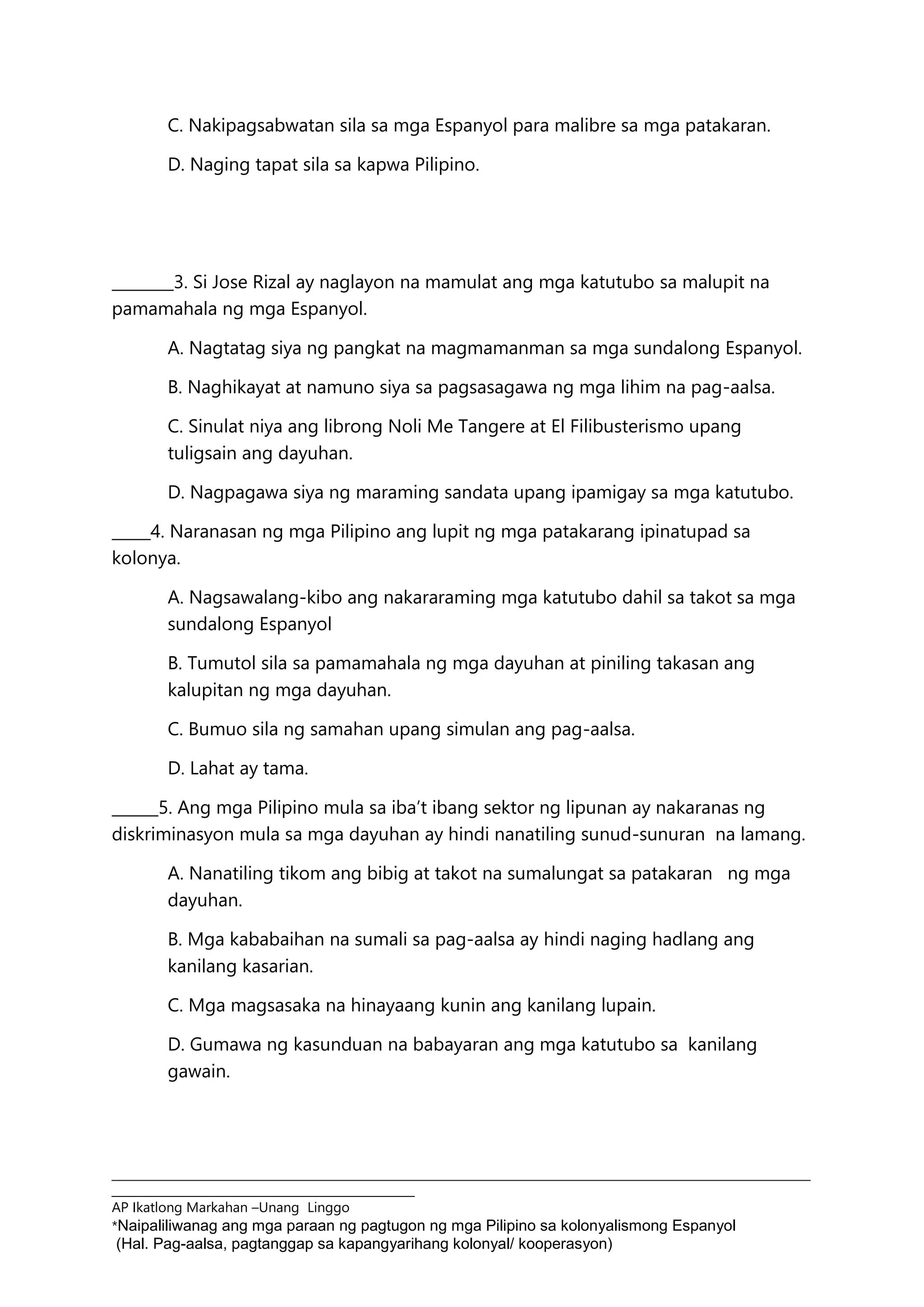 AP_QTR 3 WEEK _1 worksheet and Performance task_pagtugon ng mga ...