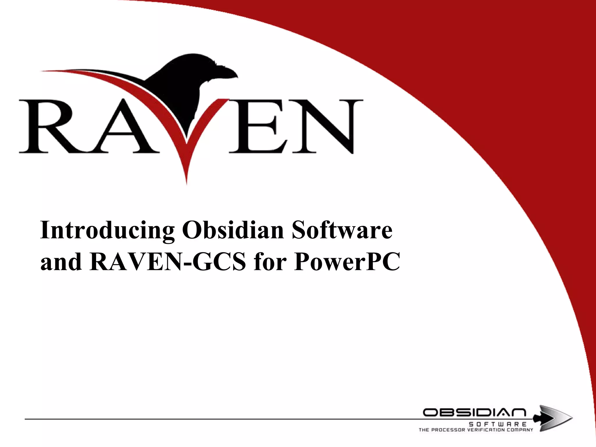 Introducing Obsidian Software and RAVEN-GCS for PowerPC | PDF