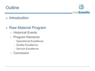 A practical approach to raw material sourcing and management in cell ...