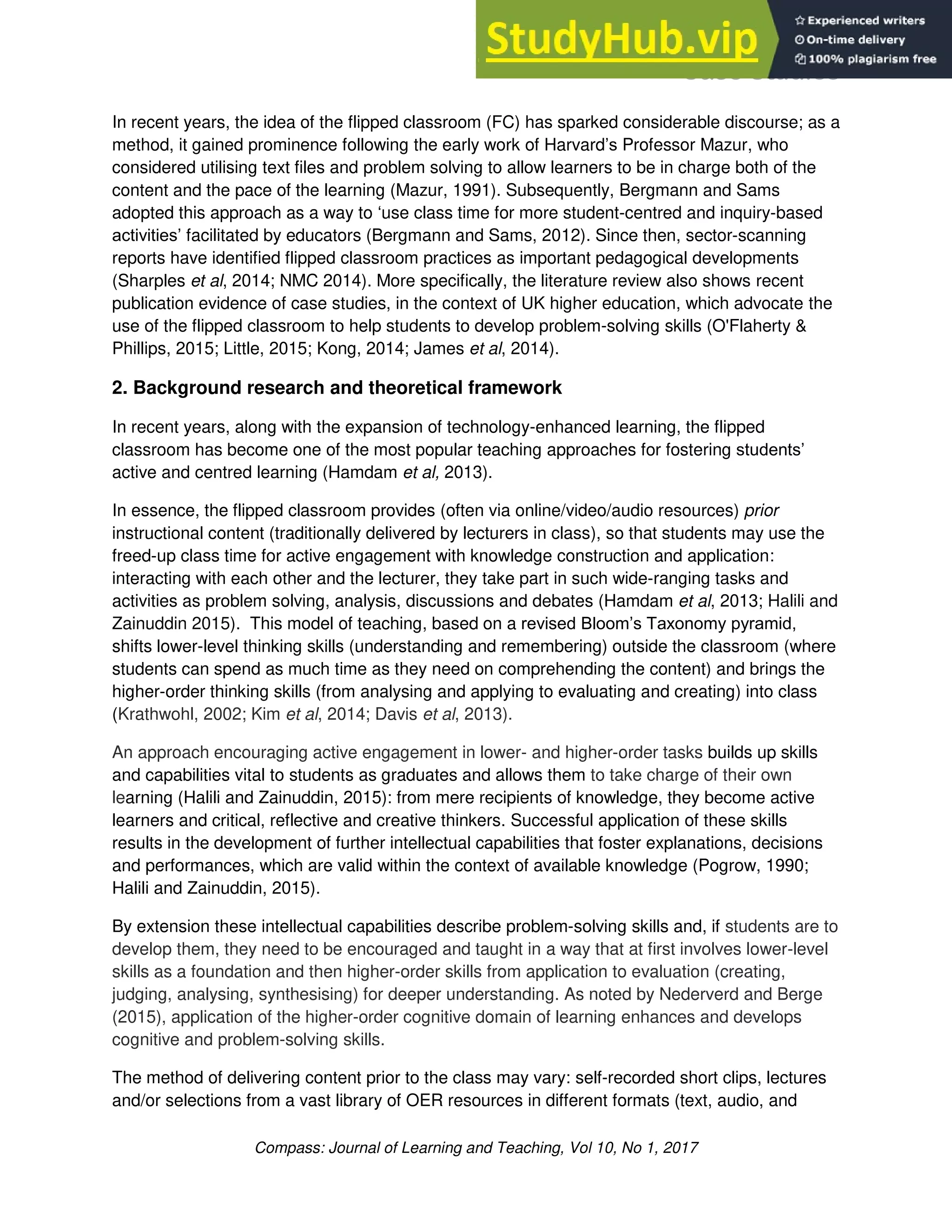 A Practical Case Study Exploring How Flipped Learning Affects The Development Of Problem Solving ...