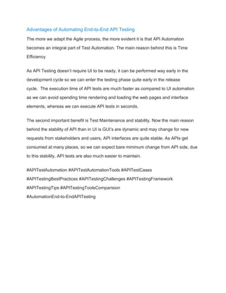 A Practical Guide to Automating End-to-End API Testing | PDF