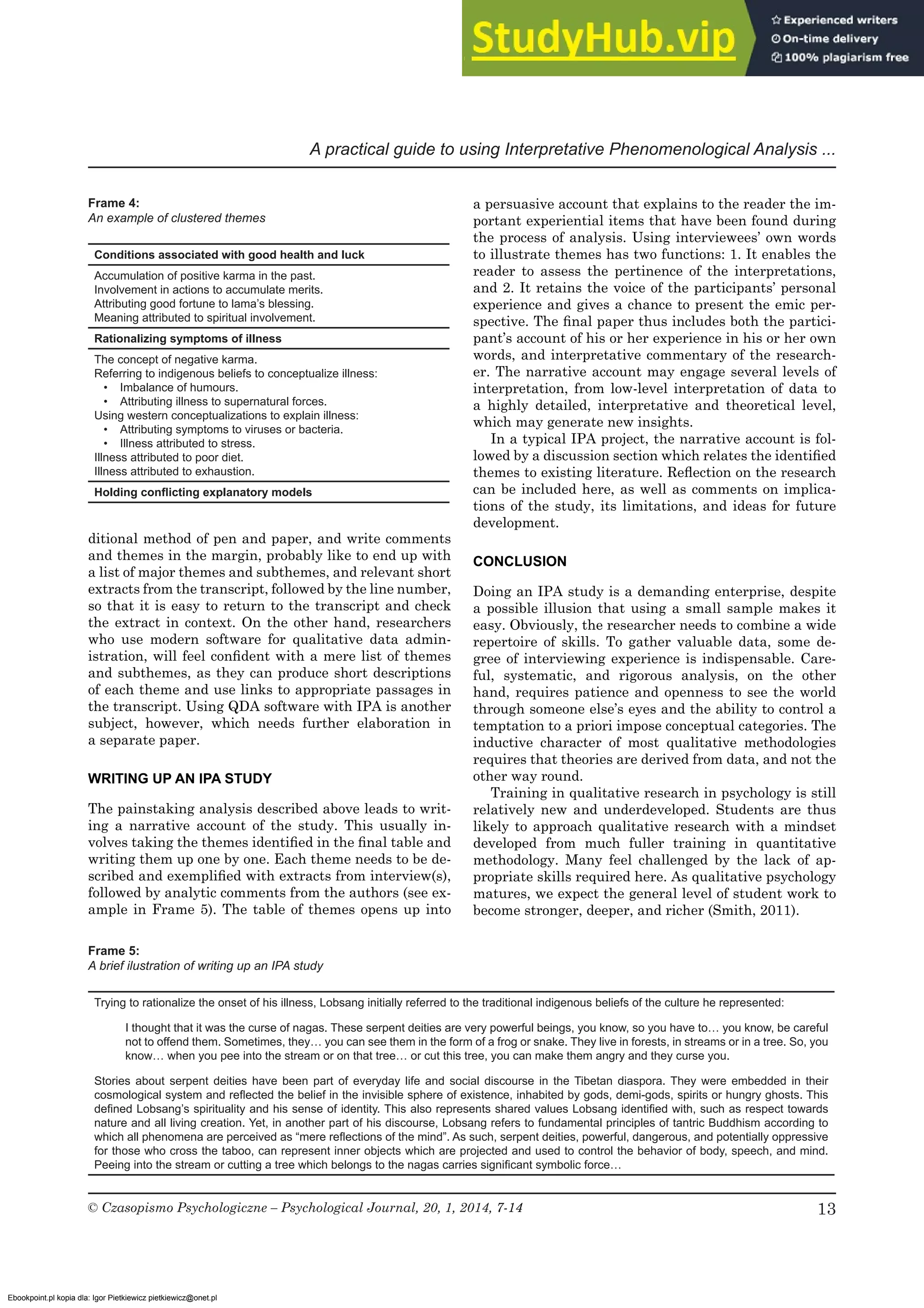 A practical guide to using Interpretative Phenomenological Analysis in ...